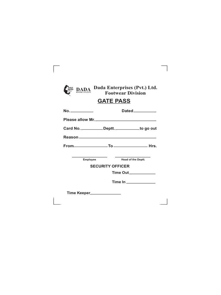 Gate Pass | PDF