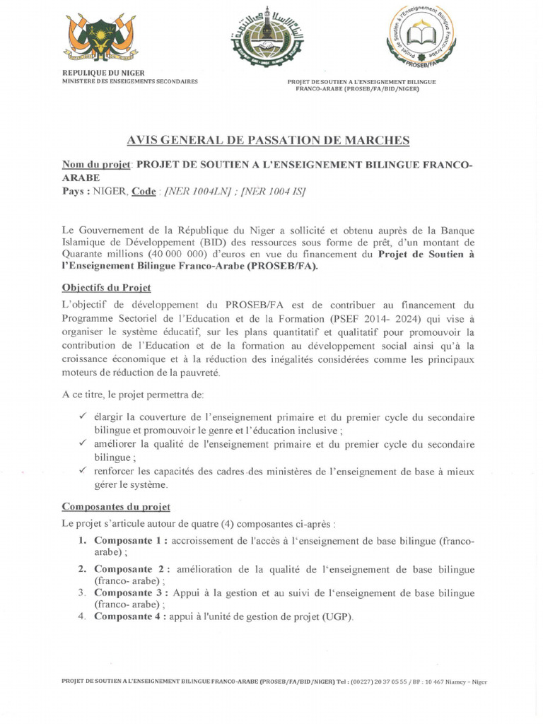 Agpm Proseb Fa Niger | PDF