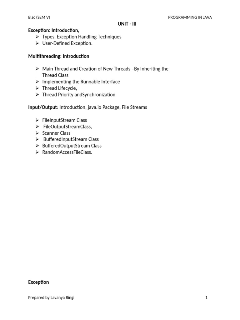B.sc SEM - 5 JAVA III UNIT | PDF | Thread (Computing) | Method (Computer Programming)