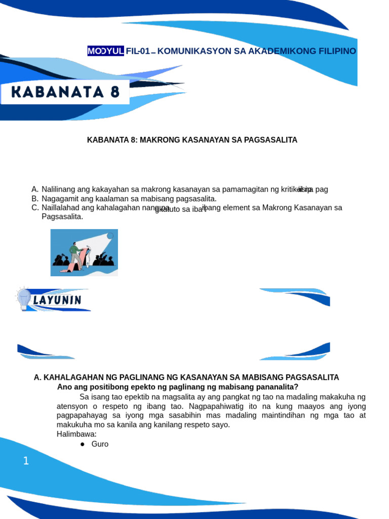 Kabanata 8-Makrong Kasanayan Pagsasalita | PDF