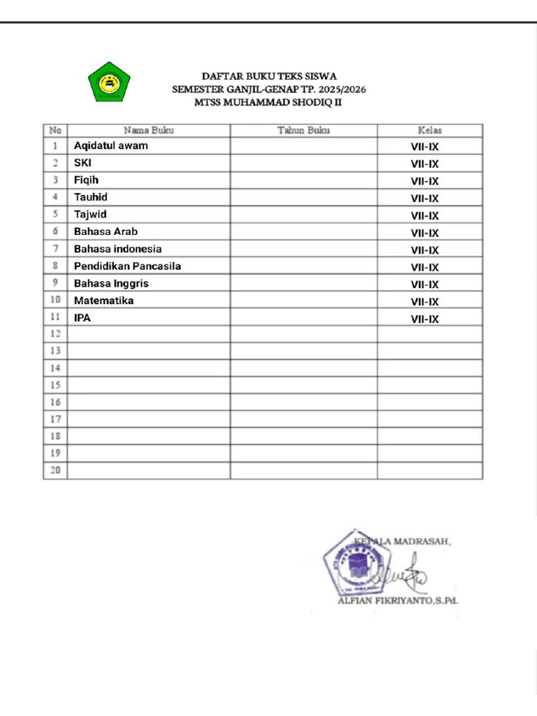 Daftar Buku Teks | PDF