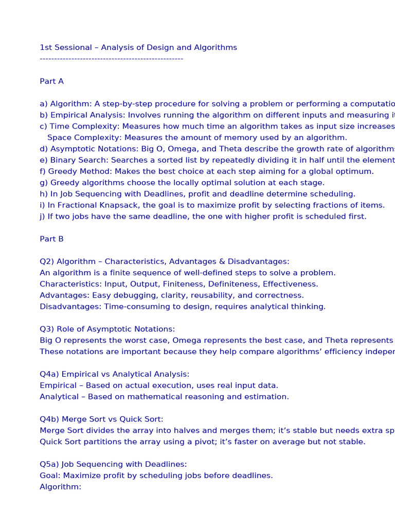 Handwritten Notes Analysis of Design and Algorithms Plain | PDF ...