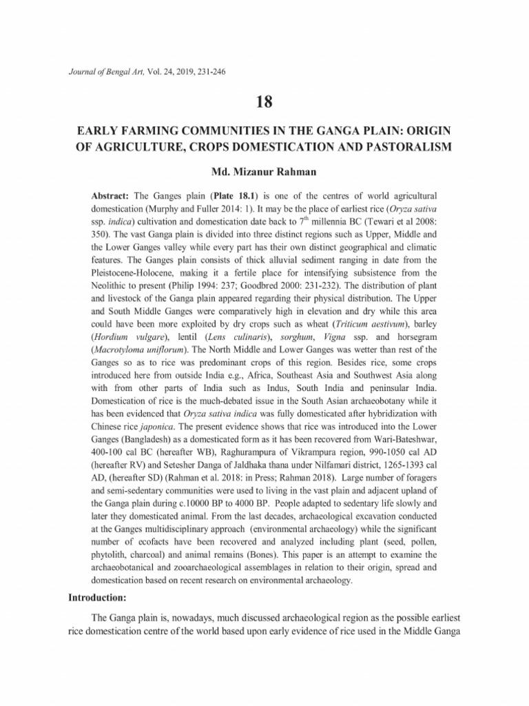 Early Farming in the Ganga Plain | PDF | Agriculture | Domestication