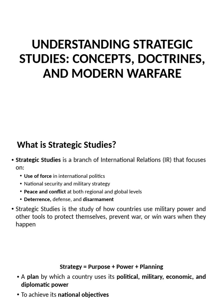 Understanding Strategic Studies: Concepts, Doctrines, and Modern ...