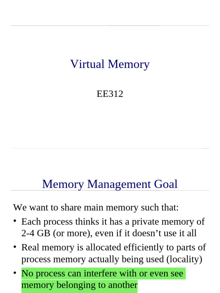 EE312 Virtual Memory | PDF | Cpu Cache | Computer Hardware
