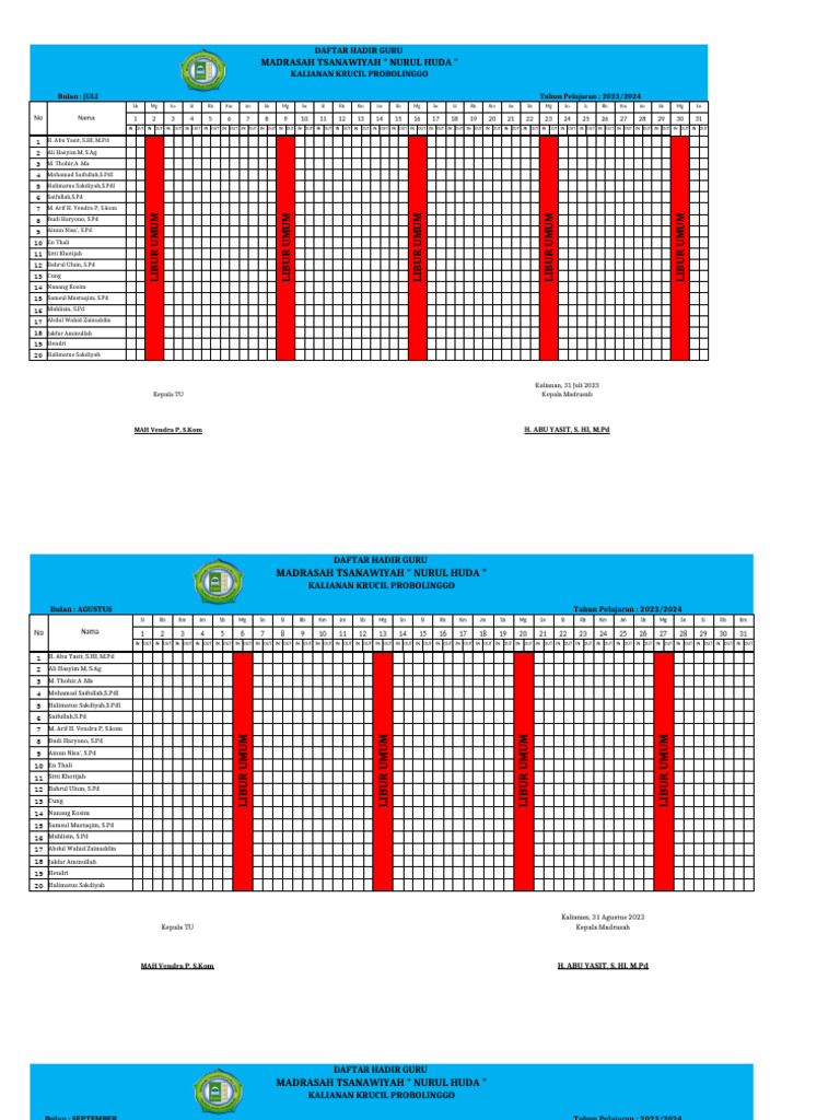 Absen Guru Mts 2022 2023 | PDF
