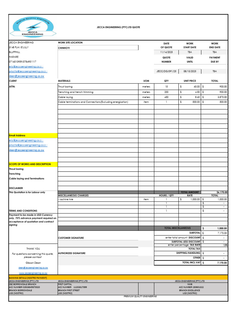 SDA CBD Electrical Quotation 2 Labour Only | PDF | Payments | Economies