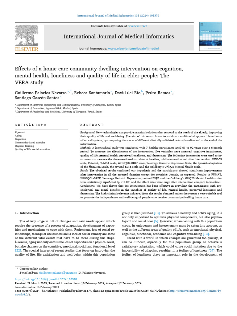 Effects of a Home Care Community-dwelling Intervention on Cognition ...