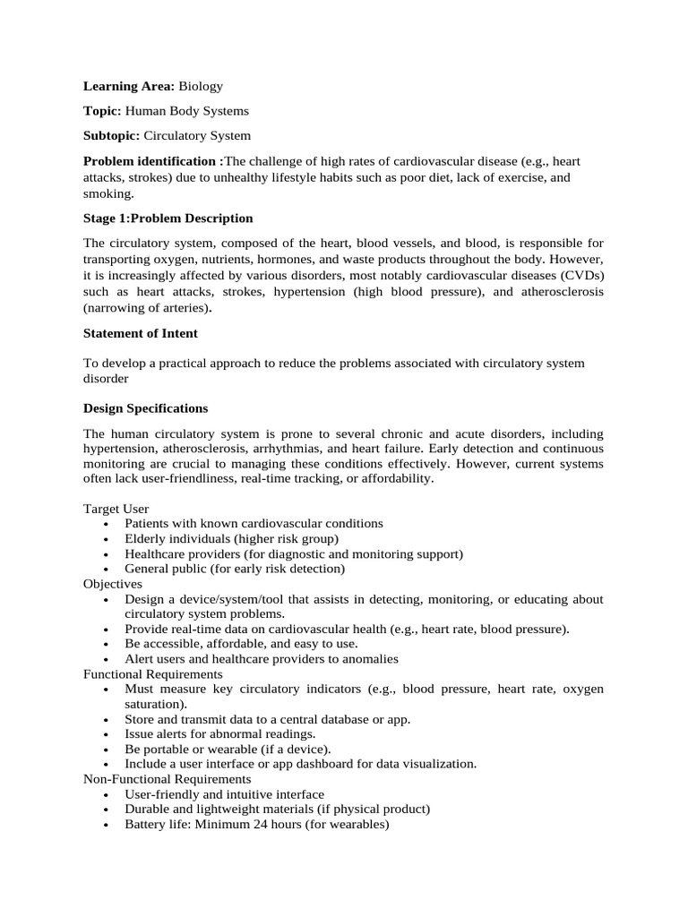 Biology Project Human Body | PDF | Circulatory System | Heart