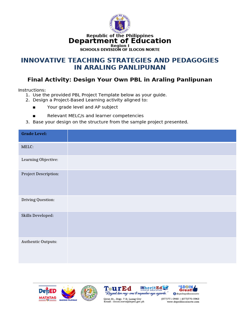 Session3 Project Based Learning Worksheet | PDF