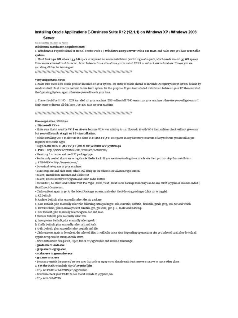 Installing Oracle Applications E | PDF | Computers