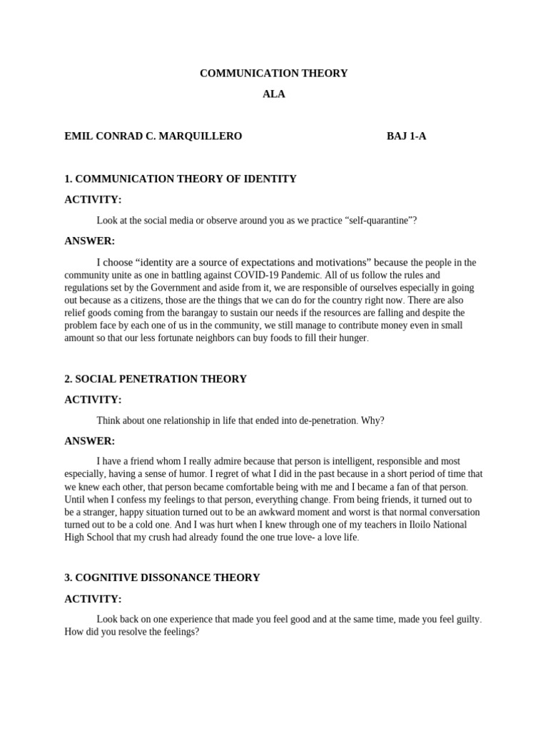 Communication Theory | PDF | Psychological Concepts | Social Psychology