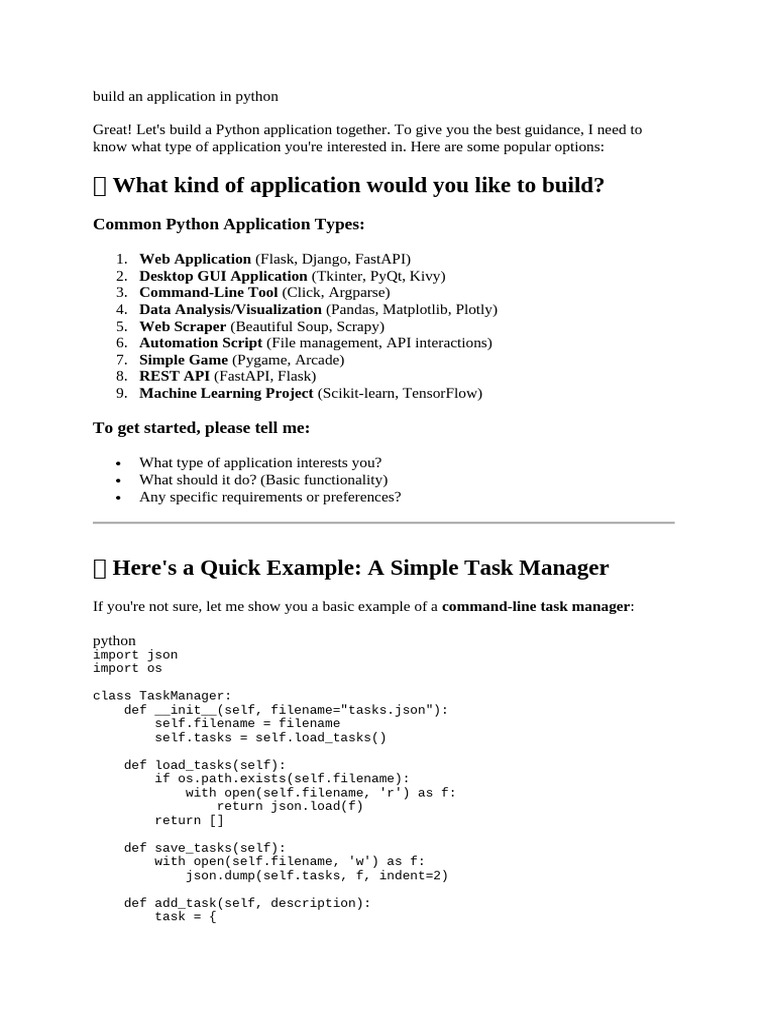 Build an Application in Python | PDF | Command Line Interface | Python (Programming Language)