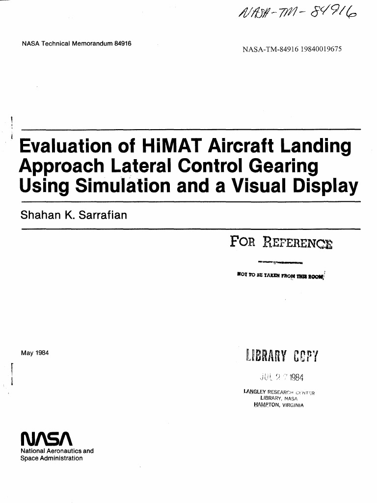HiMAT Aircraft Landing Control Study | PDF | Armstrong Flight Research ...