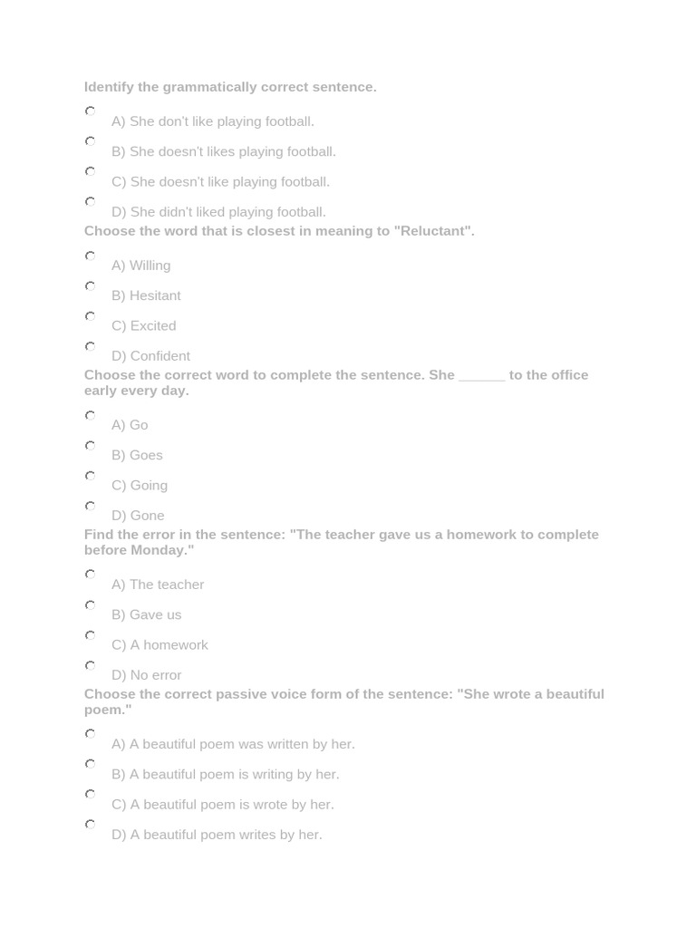 Capgemini English Communication Test | PDF