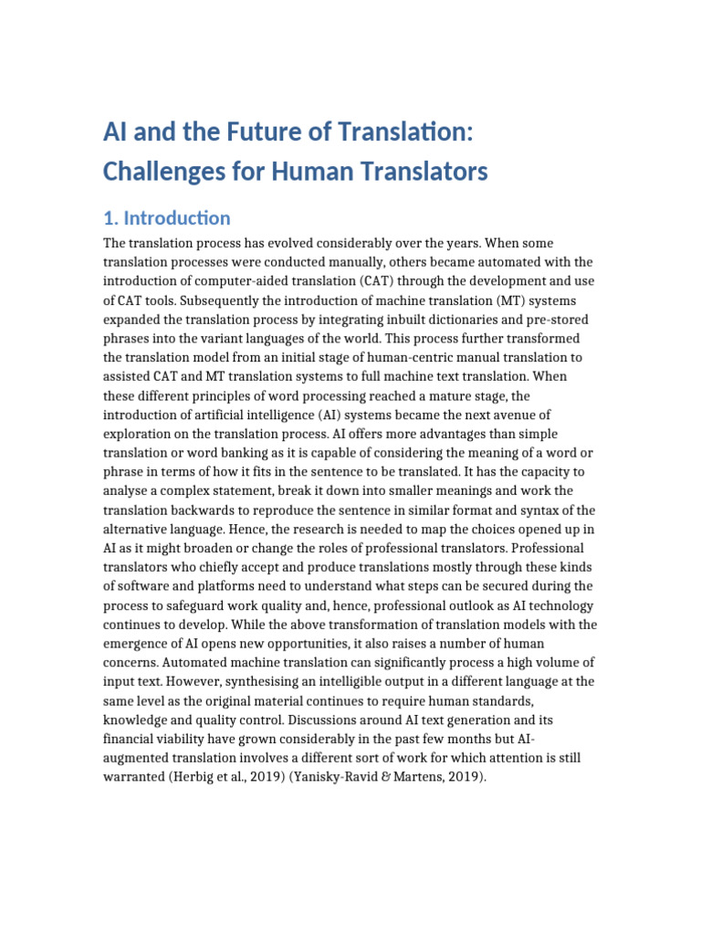 AI's Impact on Human Translation Roles | PDF | Translations ...