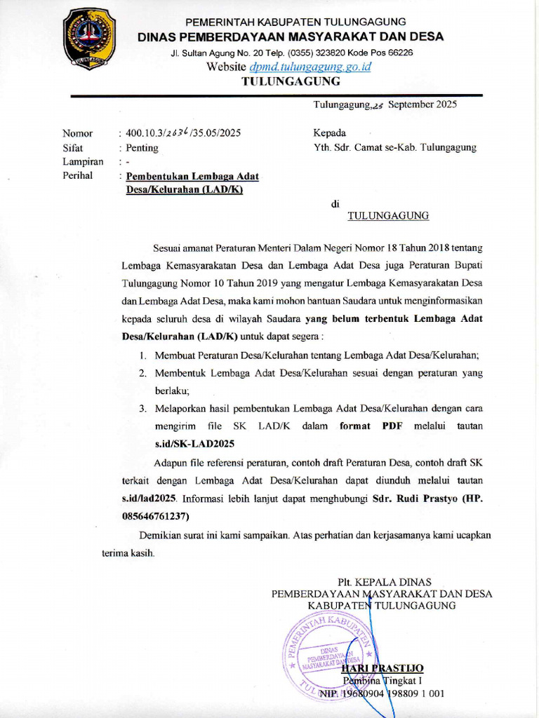 Surat Pembentukan LAD K 1 | PDF