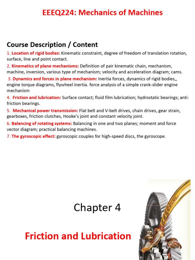 Chapter 4 - Friction and Lubrication... | PDF | Lubricant | Friction