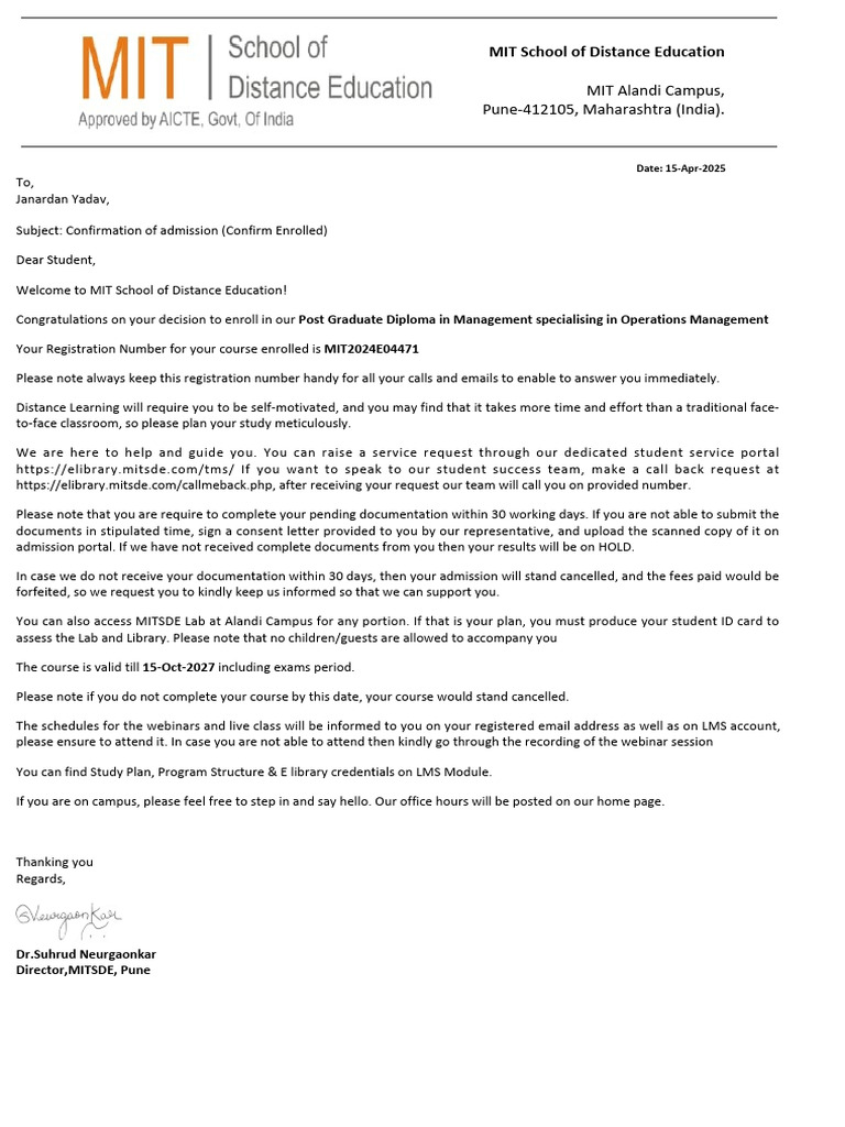 Enrollment Paper | PDF | Distance Education