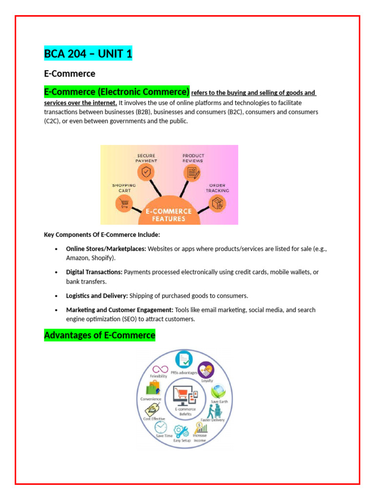 Bca 204 Unit 1 (E-commerce) | PDF | E Commerce | Online Shopping
