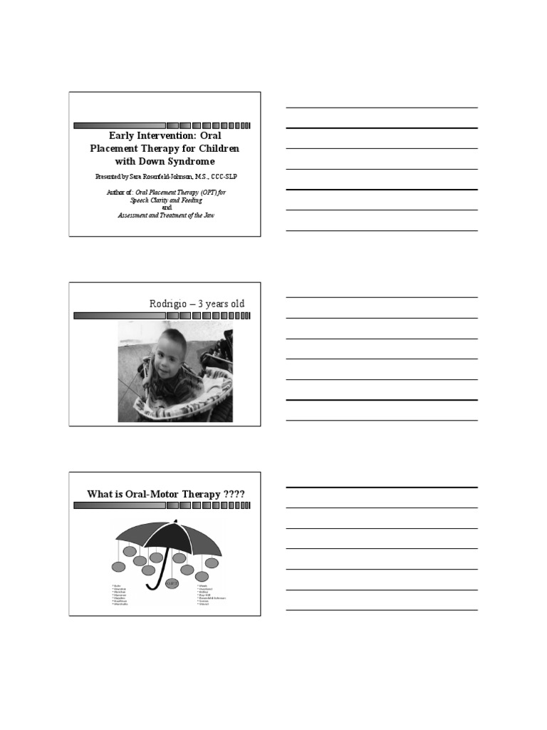 Handout For Oral Placement Therapy | PDF | Tongue | Down Syndrome