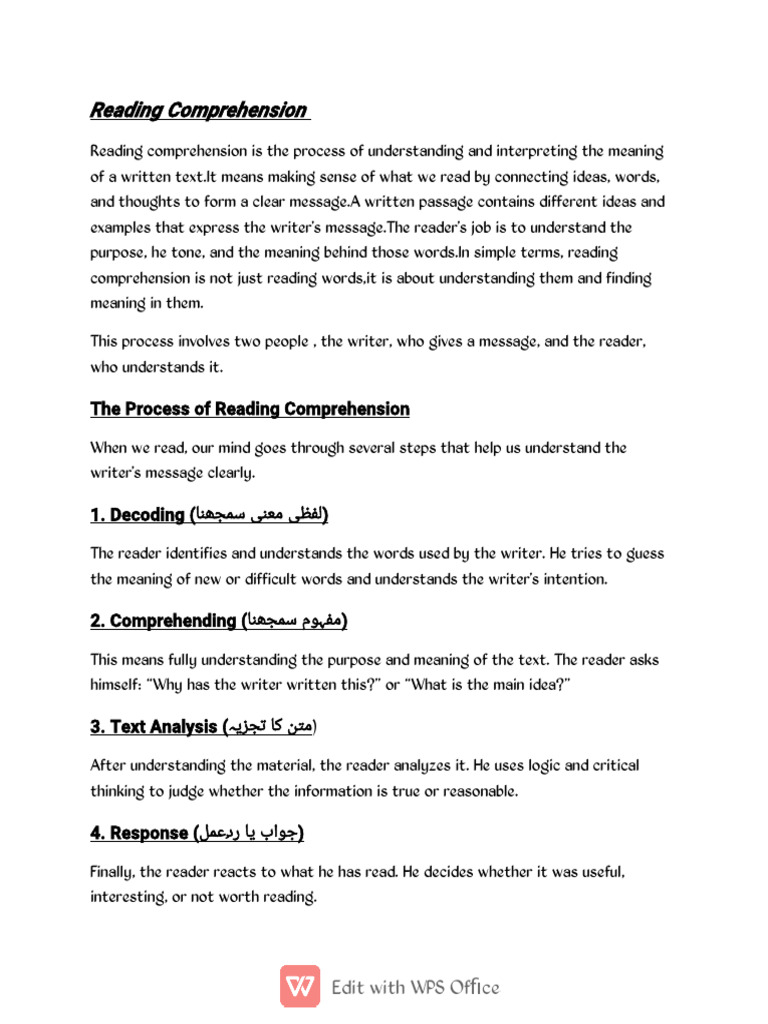 Ch.4 Reading Comprehension | PDF | Reading Comprehension | Semantics