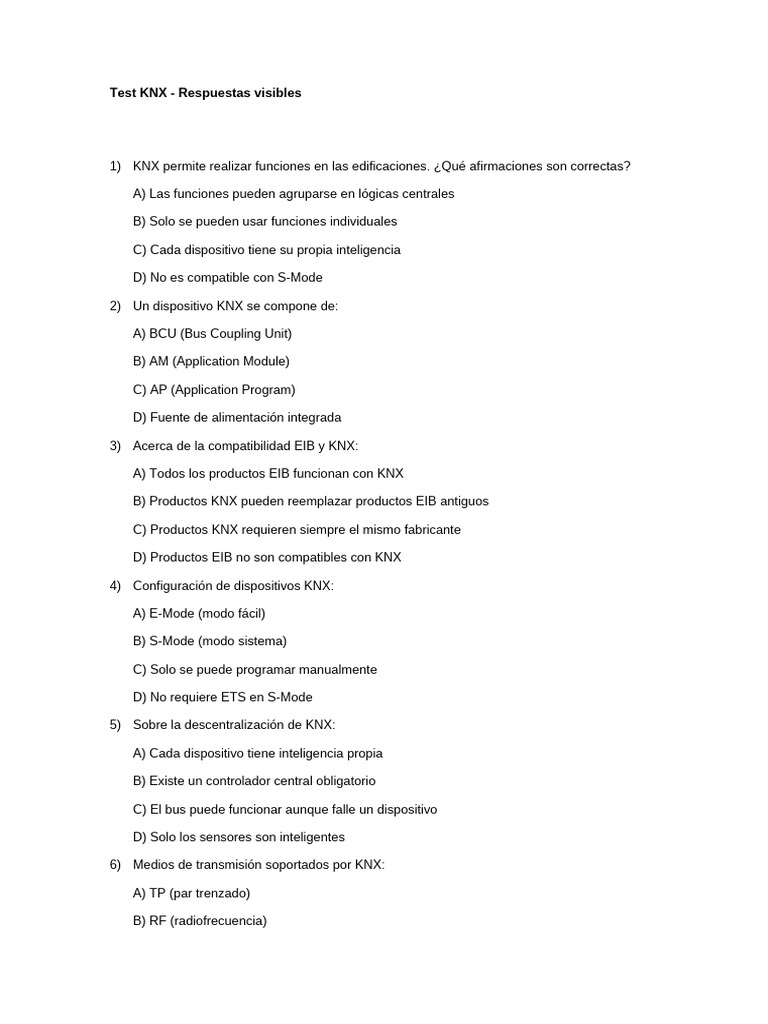 Test KNX | PDF | Ingeniería Informática | Informática