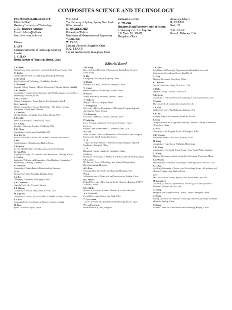 Editorial Board 2021 Composites Science and Technology | PDF | Physical ...