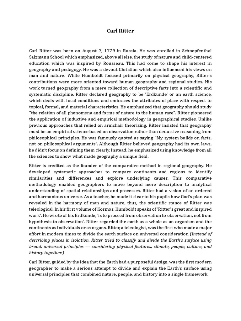 Carl Ritter | PDF | Geography | Science