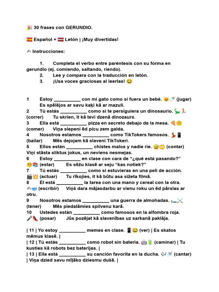 Gerundio 2 Español - Letón | PDF