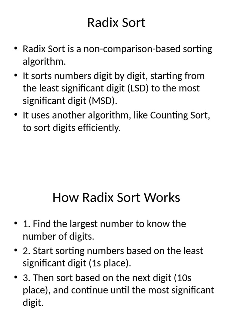 Radix Sort Easy Presentation | PDF