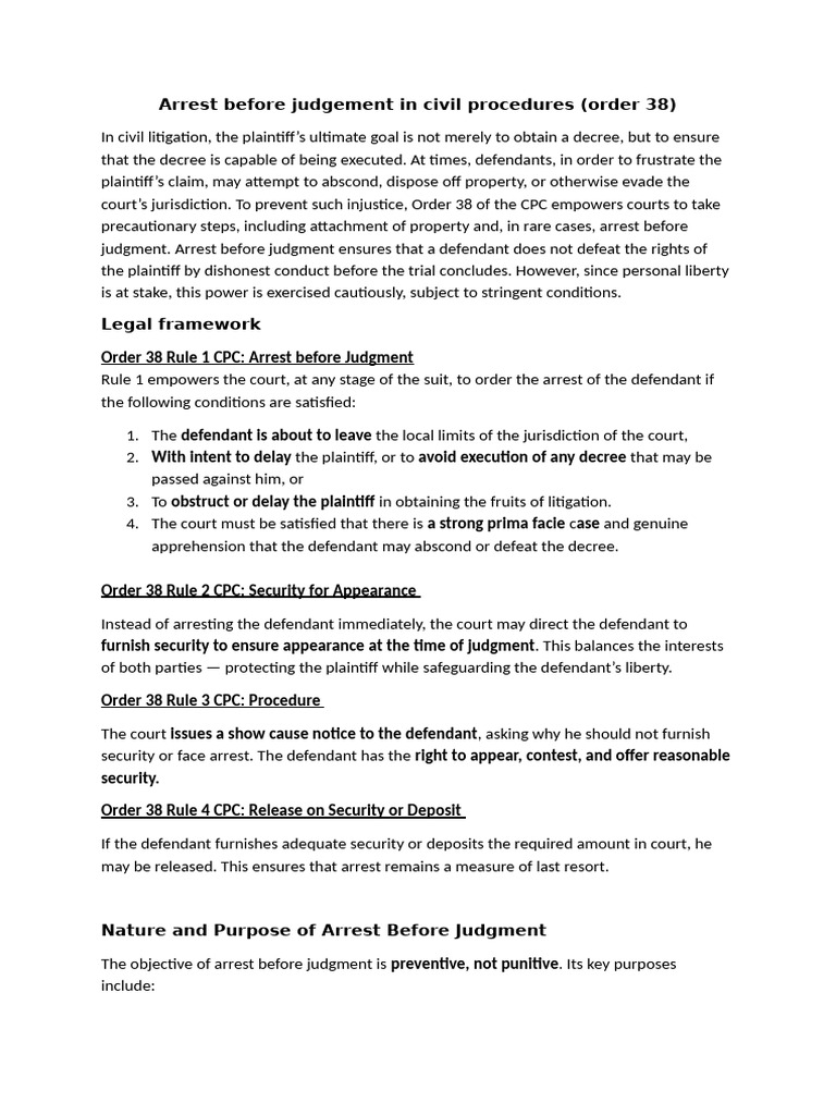 Arrest Before Judgment in Civil Litigation | PDF | Lawsuit | Arrest