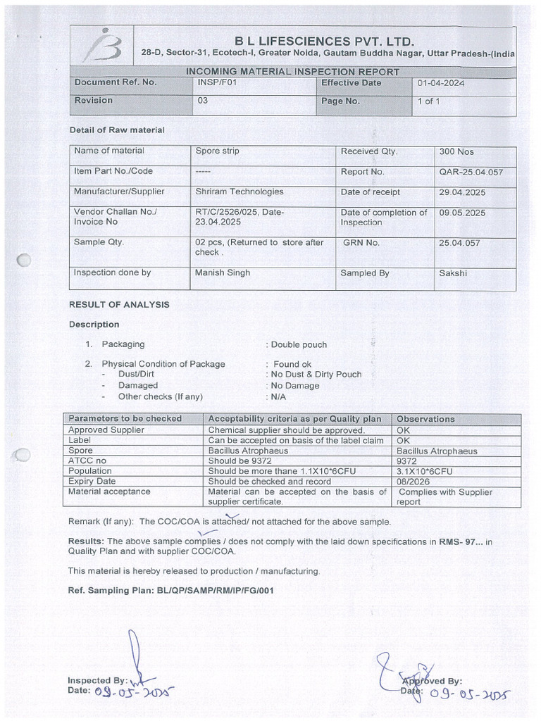 Spore Strips COC Supplier + Inhouse | PDF