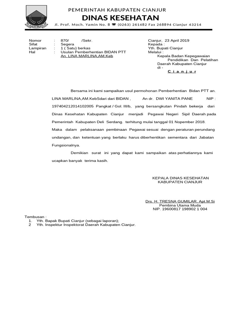 Contoh usul pemberhentian | PDF