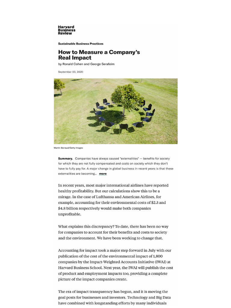 Harward - How To Measure A Comapny' Real Impacz | PDF
