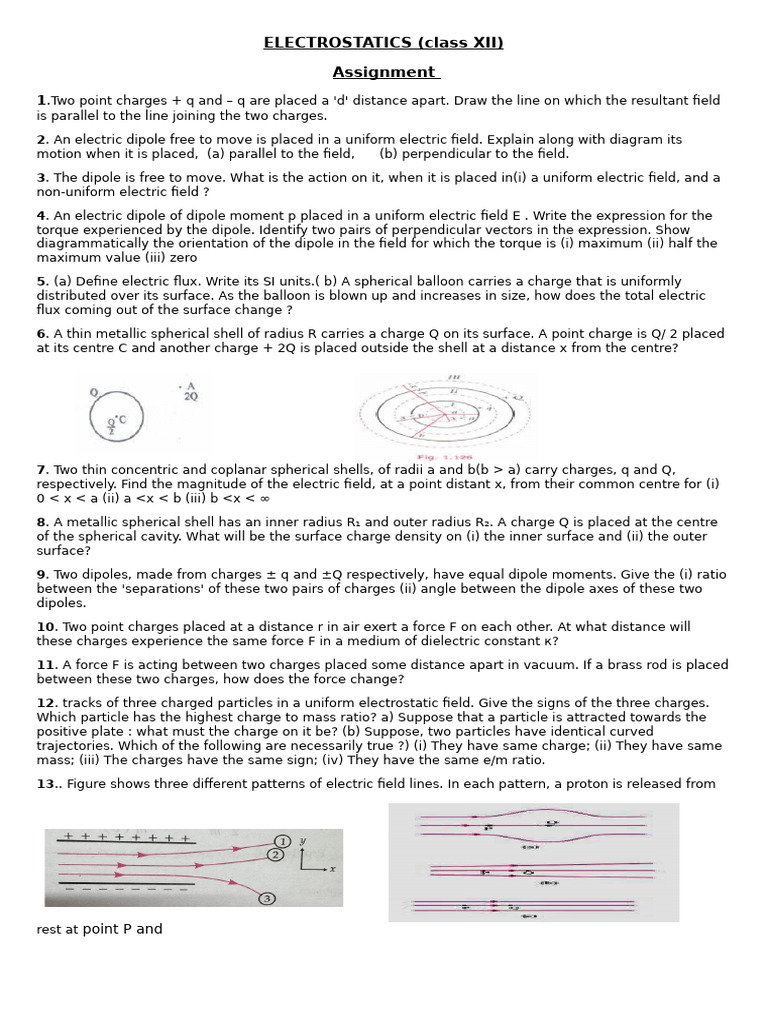 Assignment CH 1 | PDF | Electric Field | Sphere