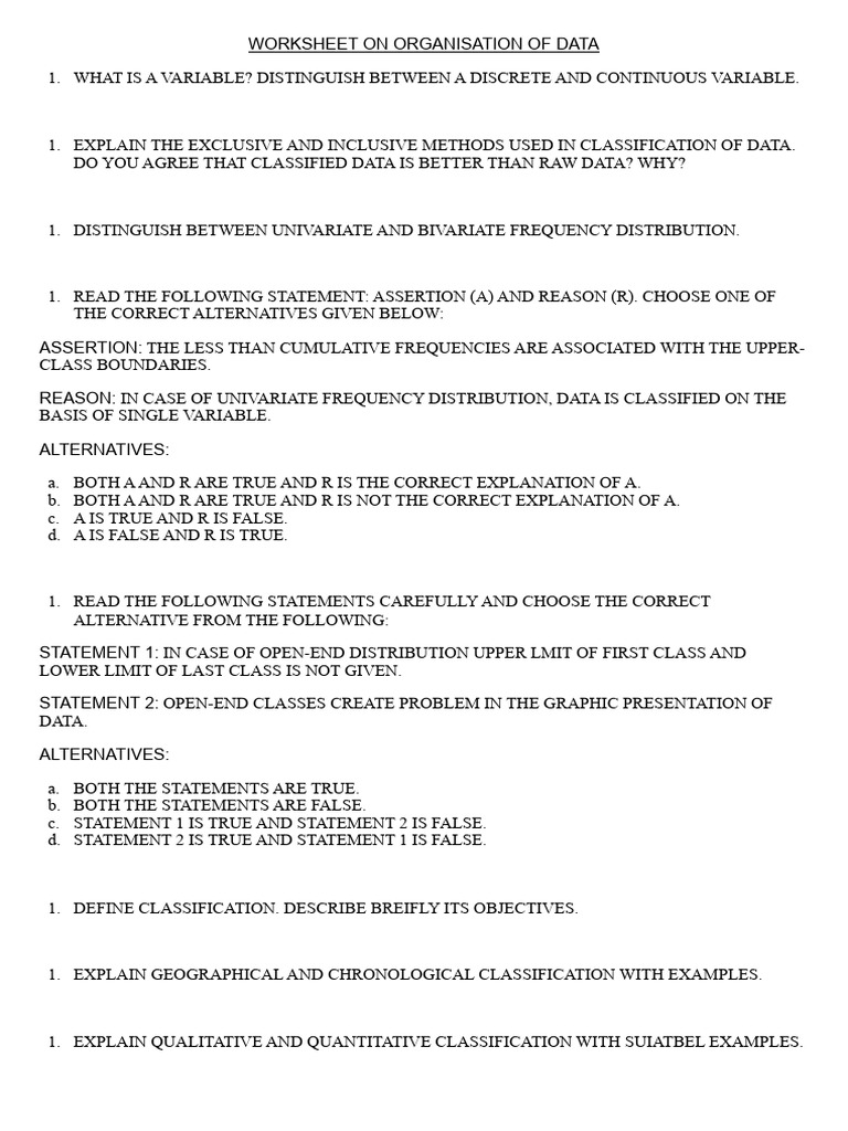 Worksheet on Organisation of Data.docx_20251103_211600_0000 | PDF ...