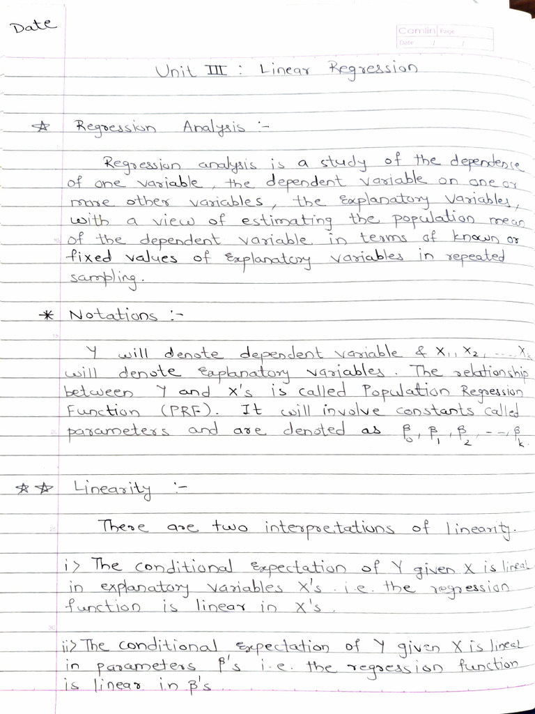 Unit 1- Statistics Notes Sem5 (1) | PDF | Ordinary Least Squares ...