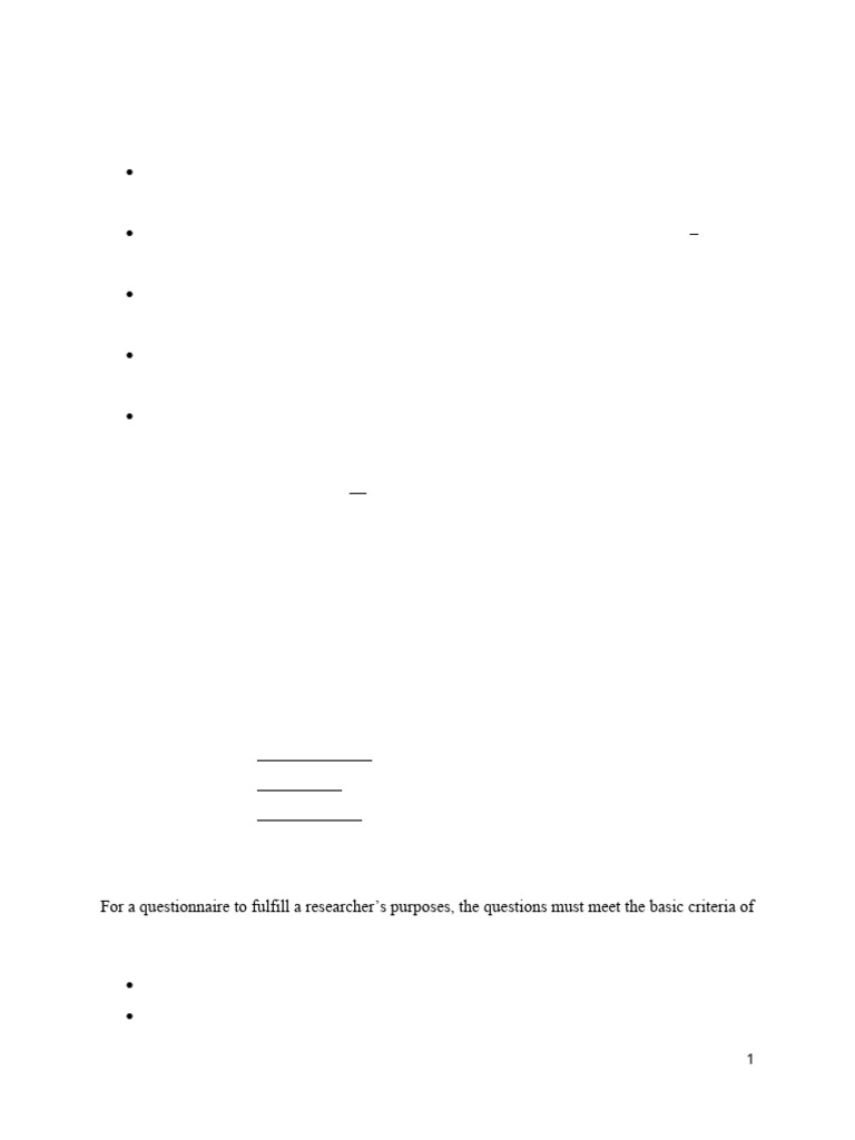 NOTES - Developing A Questionnaire | PDF | Questionnaire | Survey ...