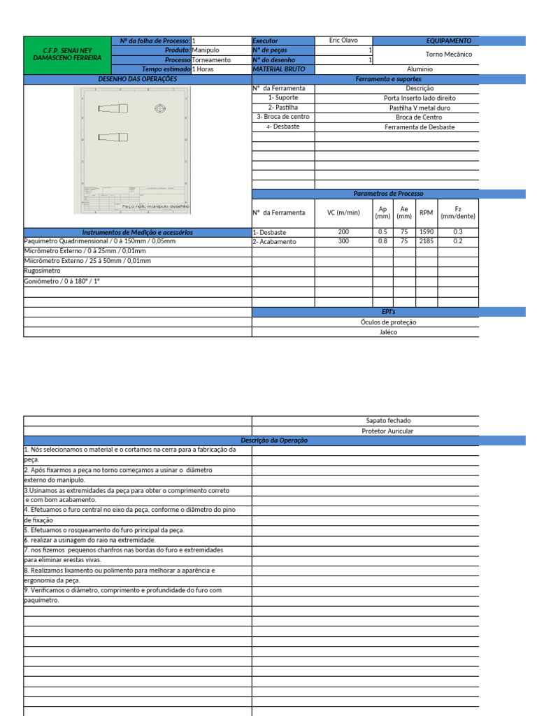 Ficha de Processo NAFC Ope Mani | PDF | Setor secundário da economia ...