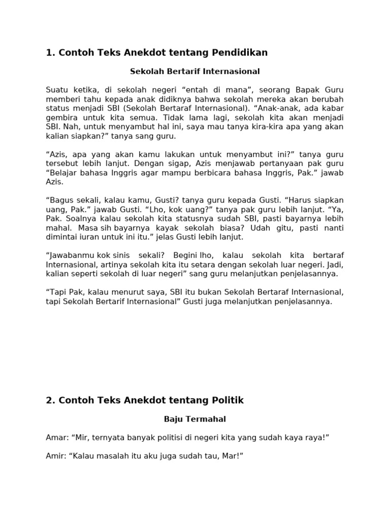 Anekdot Lucu tentang Pendidikan dan Politik | PDF