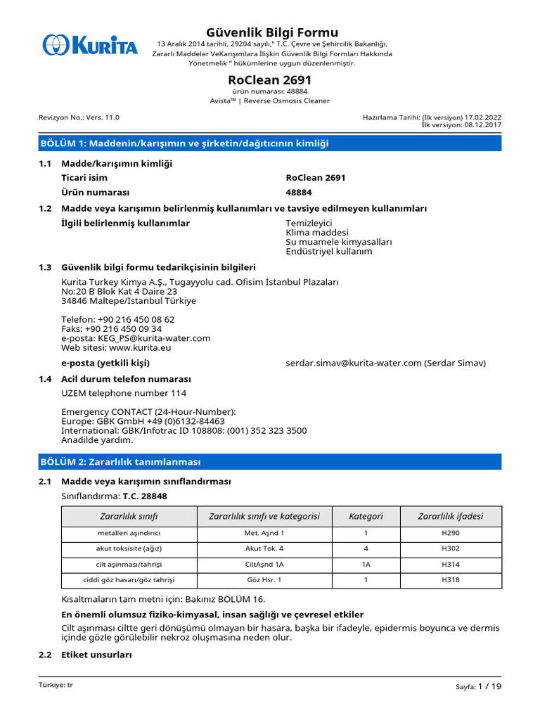 Msds - Roclean 2691 (TR-TR) | PDF