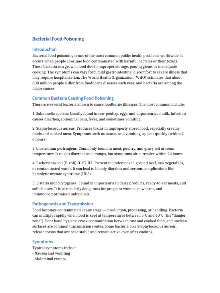 Bacterial Food Poisoning Research | PDF | Foodborne Illness | Public Health
