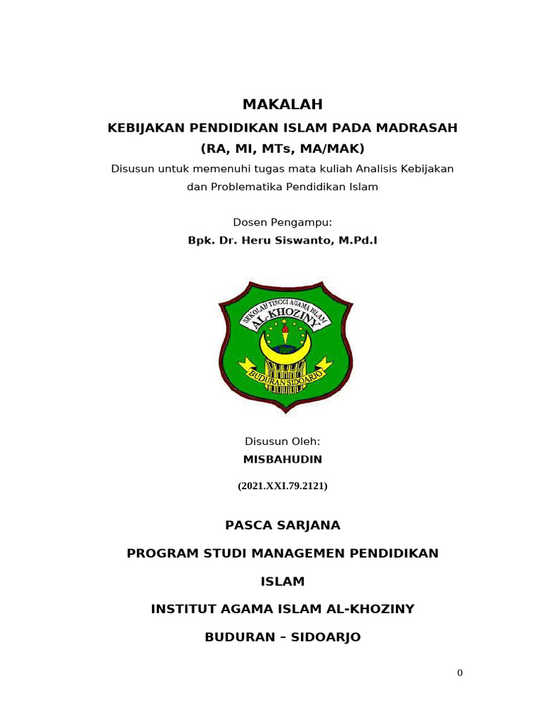 revisi MISBAHUDIN ANALISIS KEBIJAKAN KEPENDIDIKAN DAN PROBLEMATIKA ...