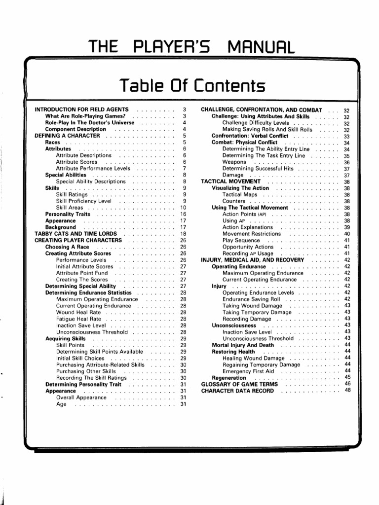 FASA Doctor Who RPG (1 of 3) - Player's Manual | PDF