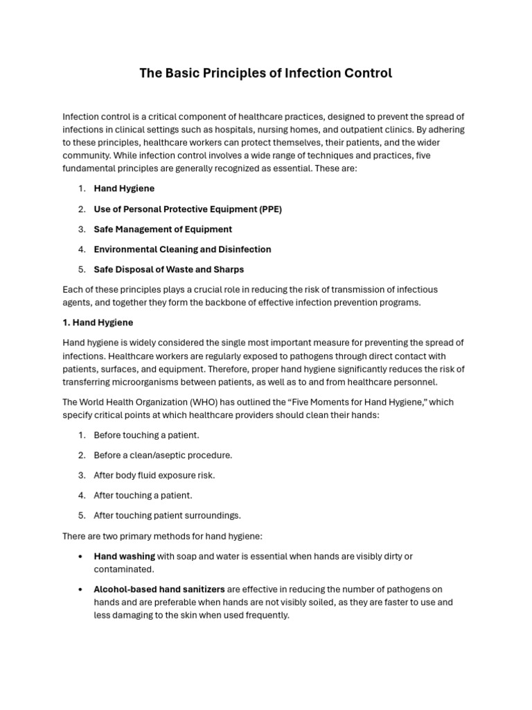 The Basic Principles of Infection Control | PDF | Personal Protective ...
