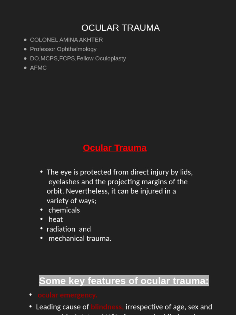 Ocular Trauma Final Batch 22 Nov 24 | PDF | Ophthalmology | Medical ...