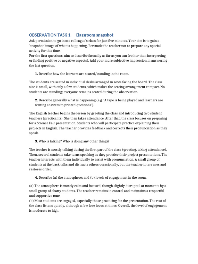 Observation Task 1 | PDF