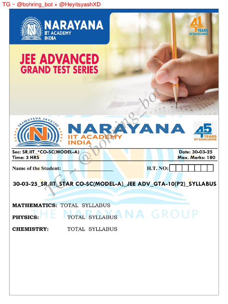 @Bohring Bot @HeyitsyashXD 30-03-25 SR STAR CO SC JEE ADV 2023 | PDF