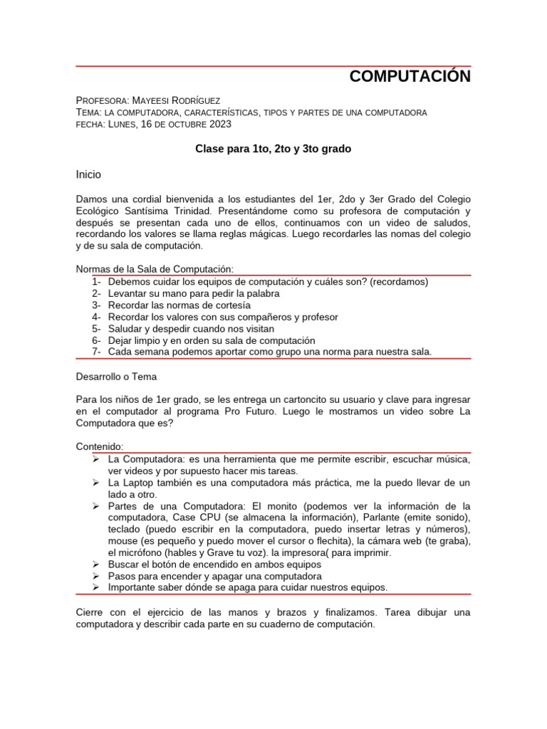 Clase 1 para 1ro 2do y 3ro | PDF